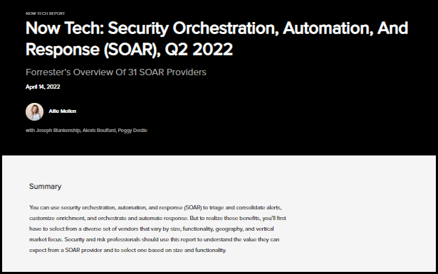 Now Tech: Security Orchestration, Automation and Response (SOAR), Q2 ...