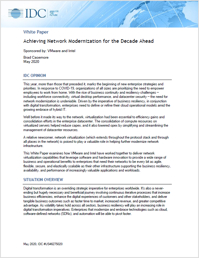 IDC Whitepaper: Achieving Network Modernization for the Decade Ahead – WisdomInterface