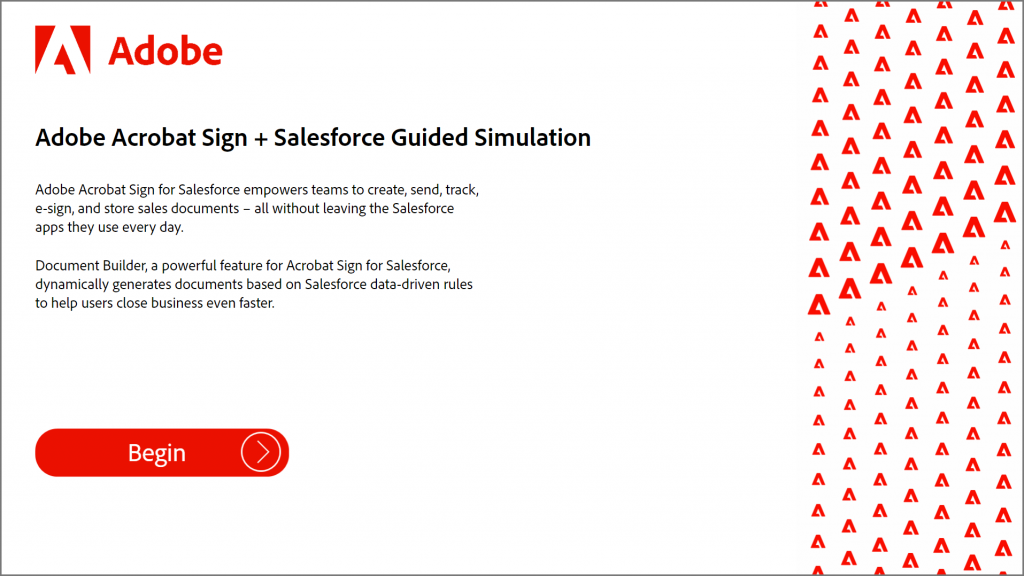 Adobe Acrobat Sign Salesforce Guided Simulation Wisdom Interface