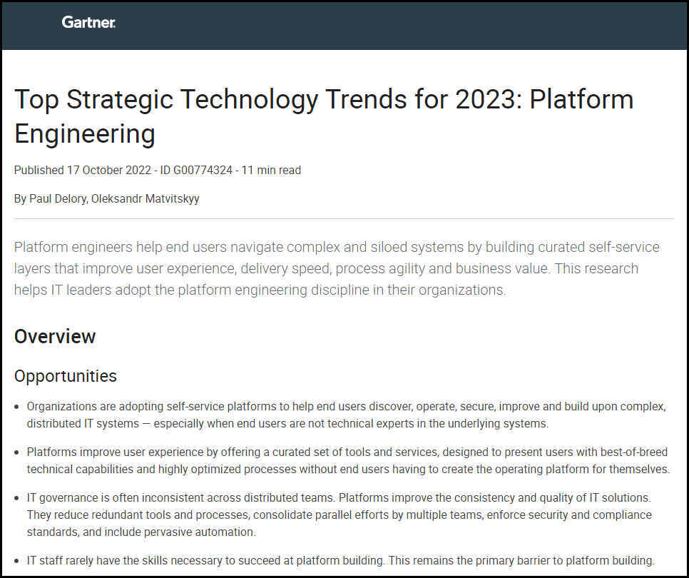 Top Strategic Technology Trends for 2023: Platform Engineering ...