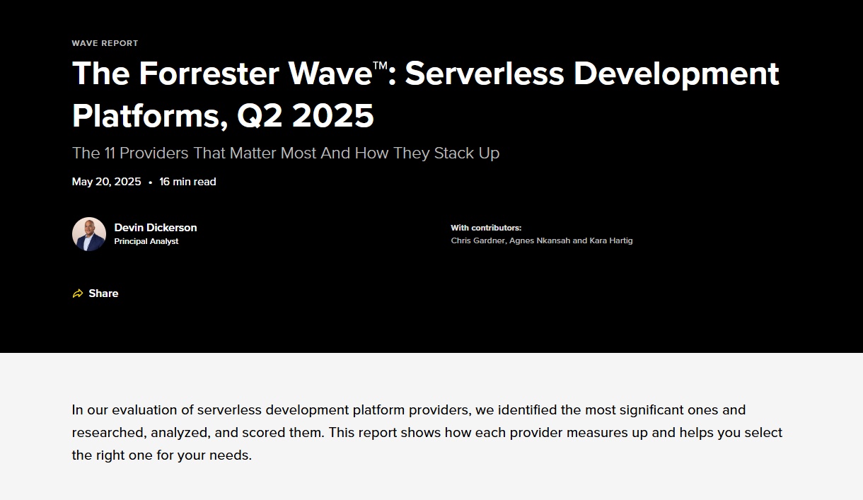 The Forrester Wave™: Serverless Development Platforms, Q2 2025 – WisdomInterface